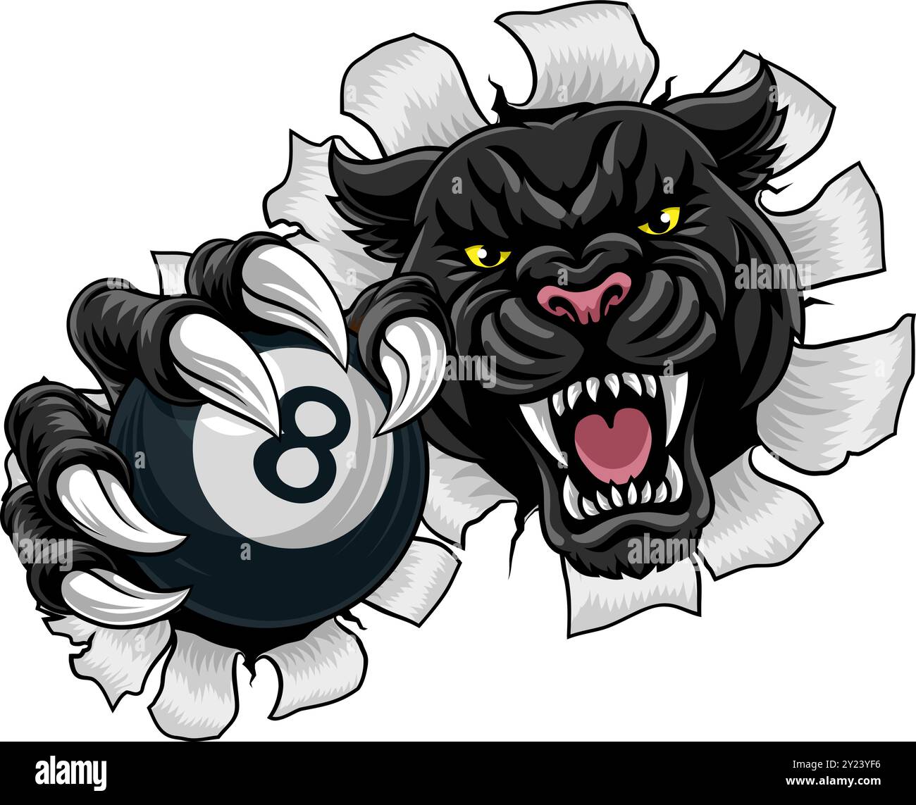 Black Panther Leopard Jaguar Pool Billiards Mascot Stock Vector Image ...