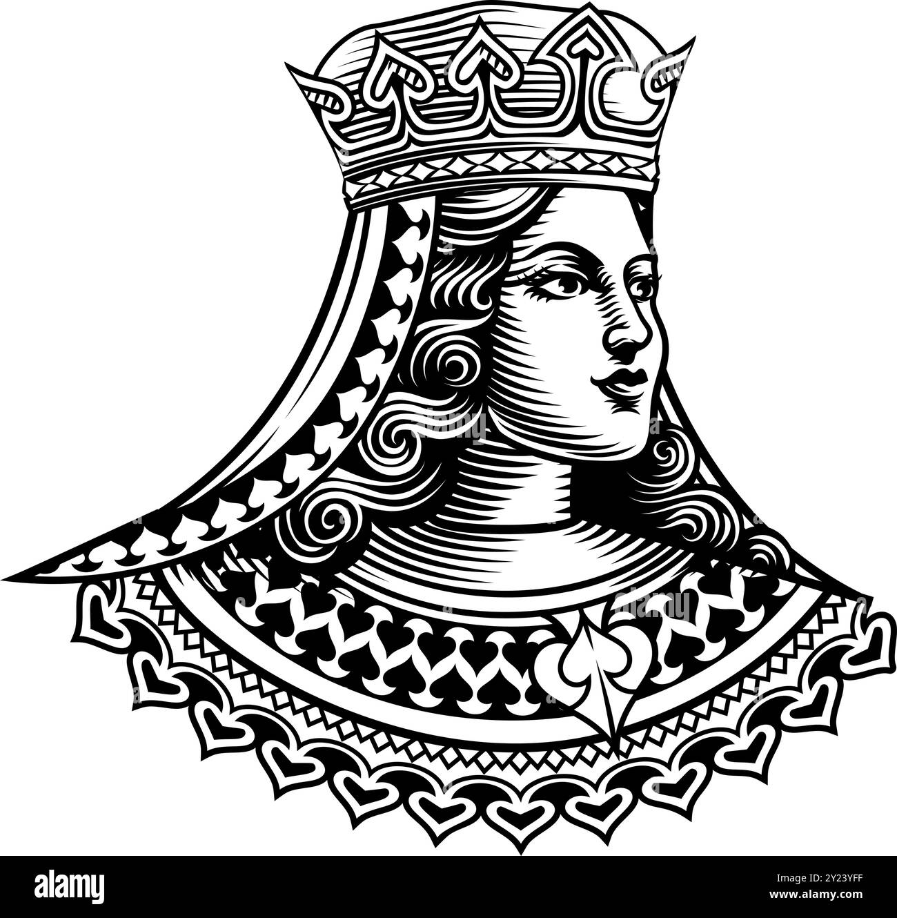 Queen Medieval Woman Head Face Vintage Woodcut Stock Vector Image & Art ...