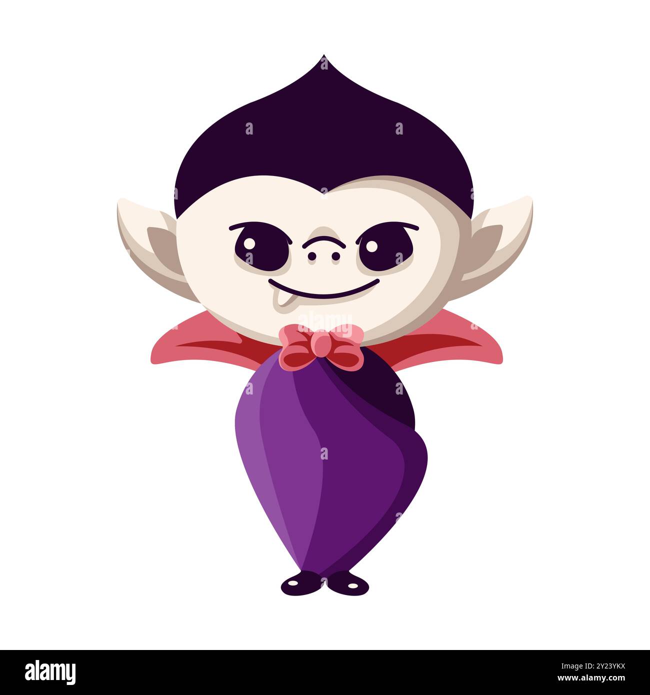 Spooky little vampire wrapped with cloak flat color vector illustration ...