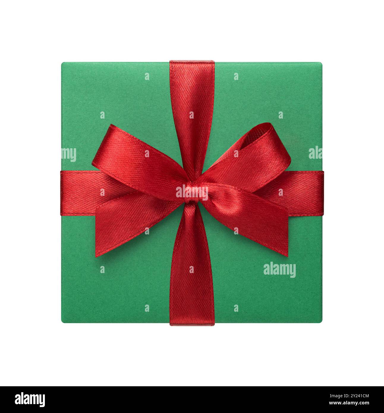 Green Gift Box with Red Bow Isolated on White Background Stock Photo ...