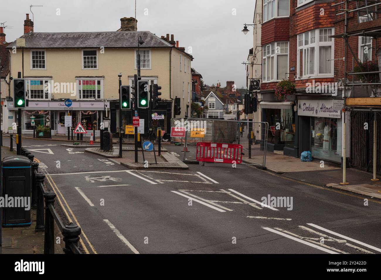 Dorking, Surrey, UK, 09-08-2024: West Street Closed with Direction ...