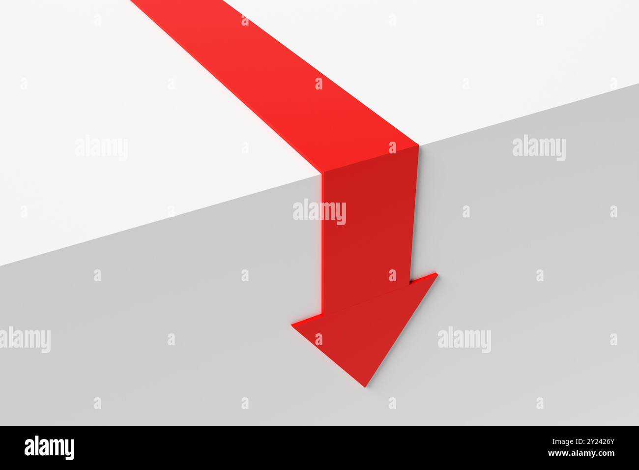 Red arrow is pointing down over a cliff, representing failure and ...