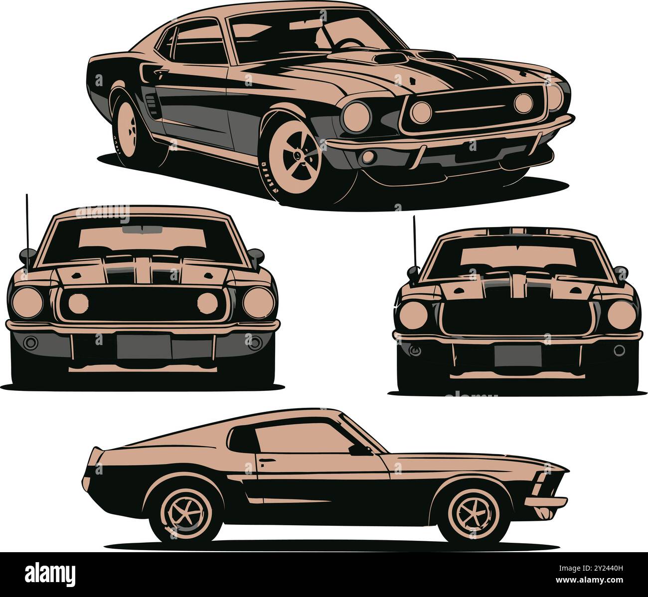 Detailed muscle car vector hi-res stock photography and images - Alamy