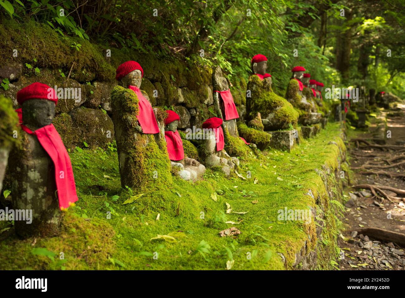 The Kanmangafuchi Abyss of Nikko, Japan is known for the Narabi Jizo, a ...
