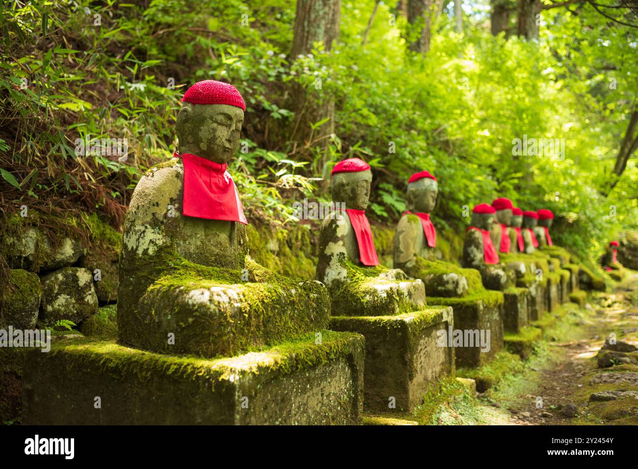 The Kanmangafuchi Abyss of Nikko, Japan is known for the Narabi Jizo, a ...