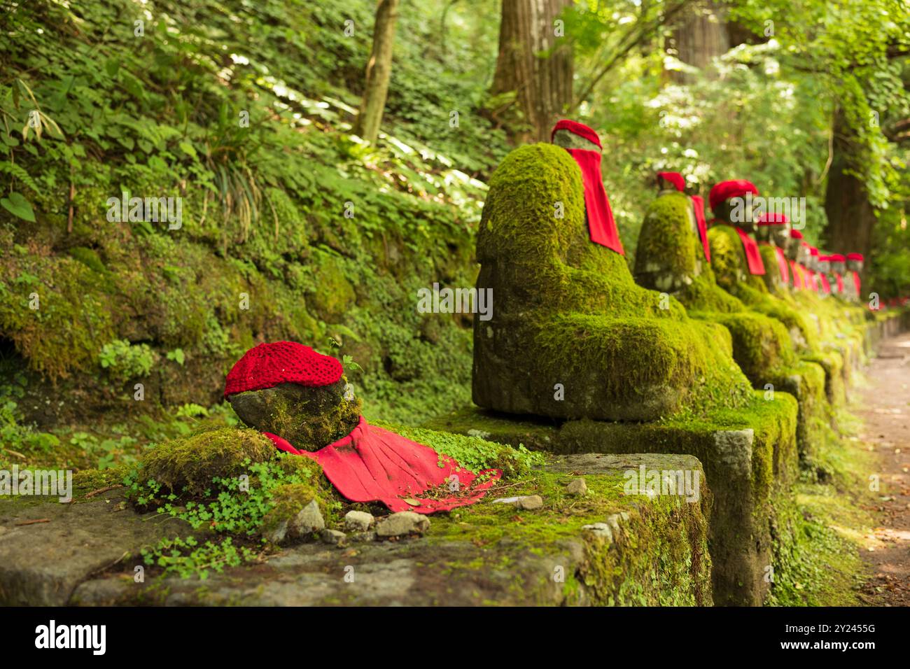 The Kanmangafuchi Abyss of Nikko, Japan is known for the Narabi Jizo, a ...