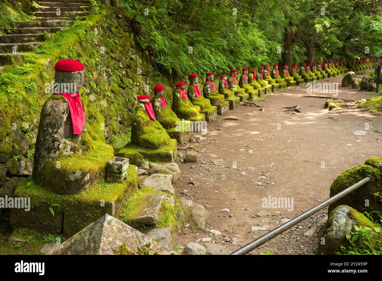 The Kanmangafuchi Abyss of Nikko, Japan is known for the Narabi Jizo, a ...