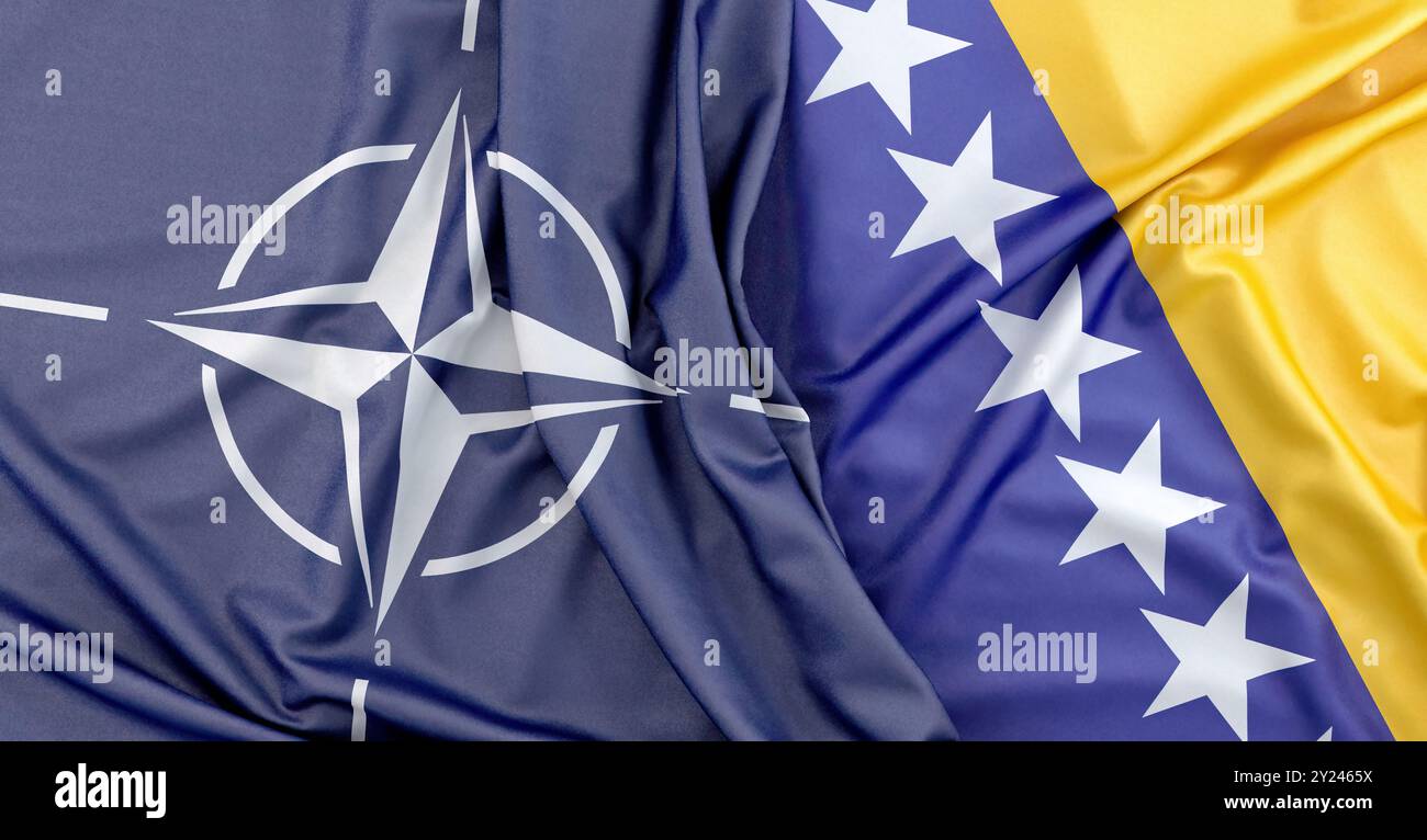 Flag of Bosnia and Herzegovina and flag of North Atlantic Alliance ...