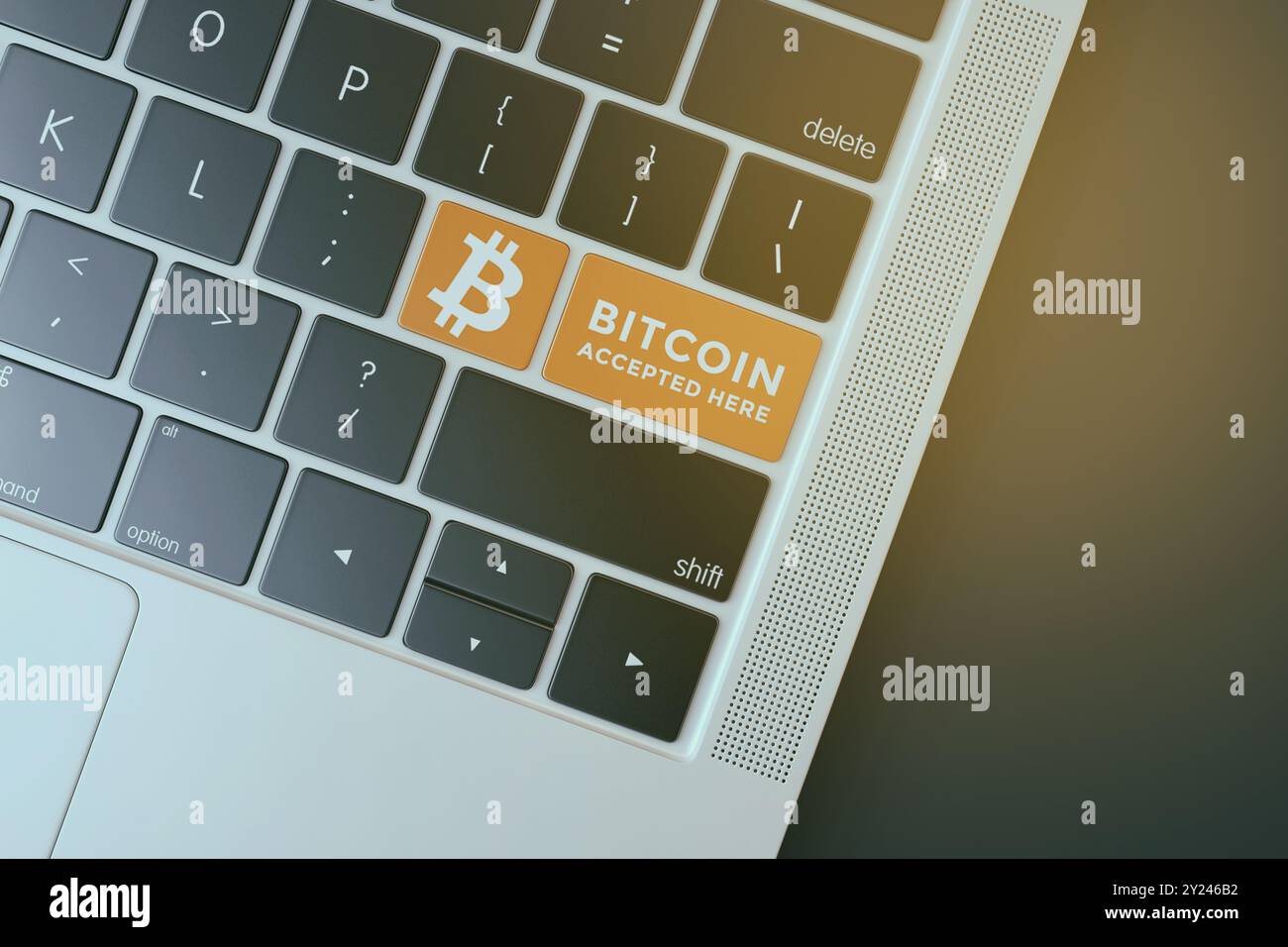 Keyboard with Bitcoin virtual currency symbol. 3D illustration Stock ...
