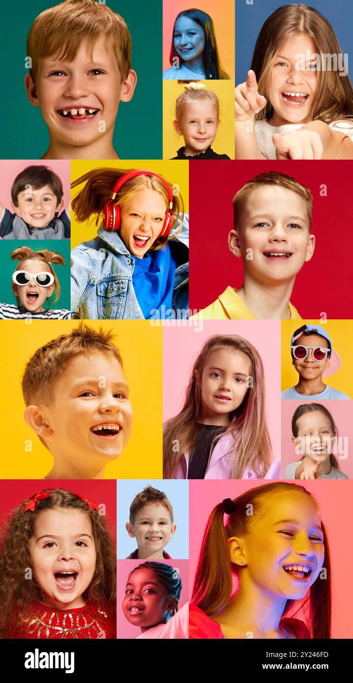 Collage of expressive kids showcasing variety of emotions from ...