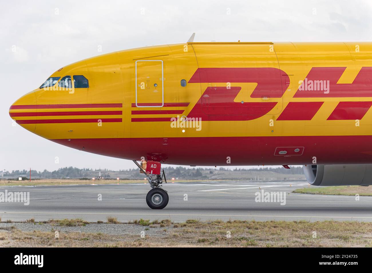 Larnaca, Cyprus - May 24, 2024: Side view of DHL cargo airplane on the ...