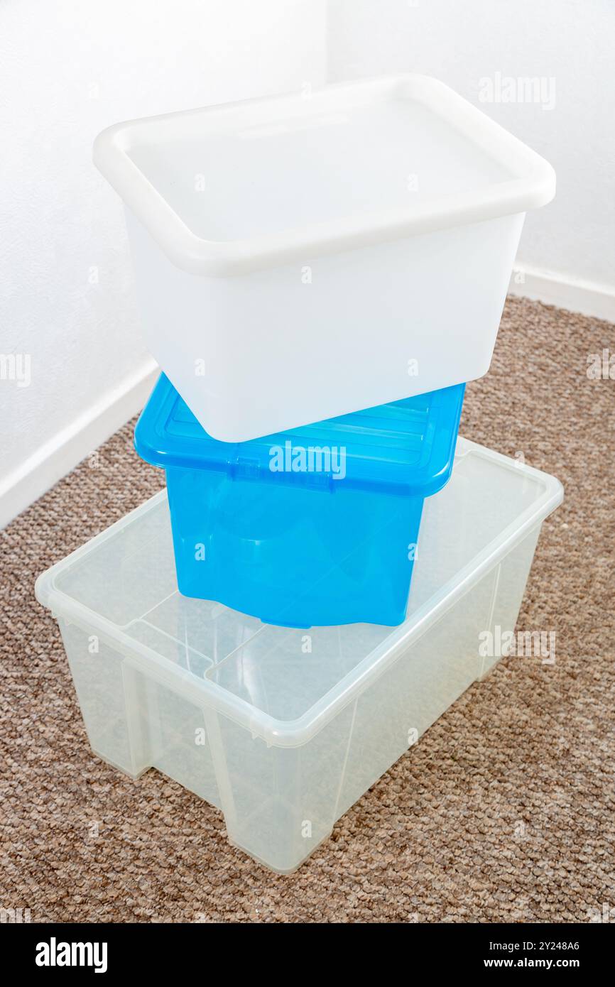 Stack Of Recyclable plastic storage containers Stock Photo - Alamy