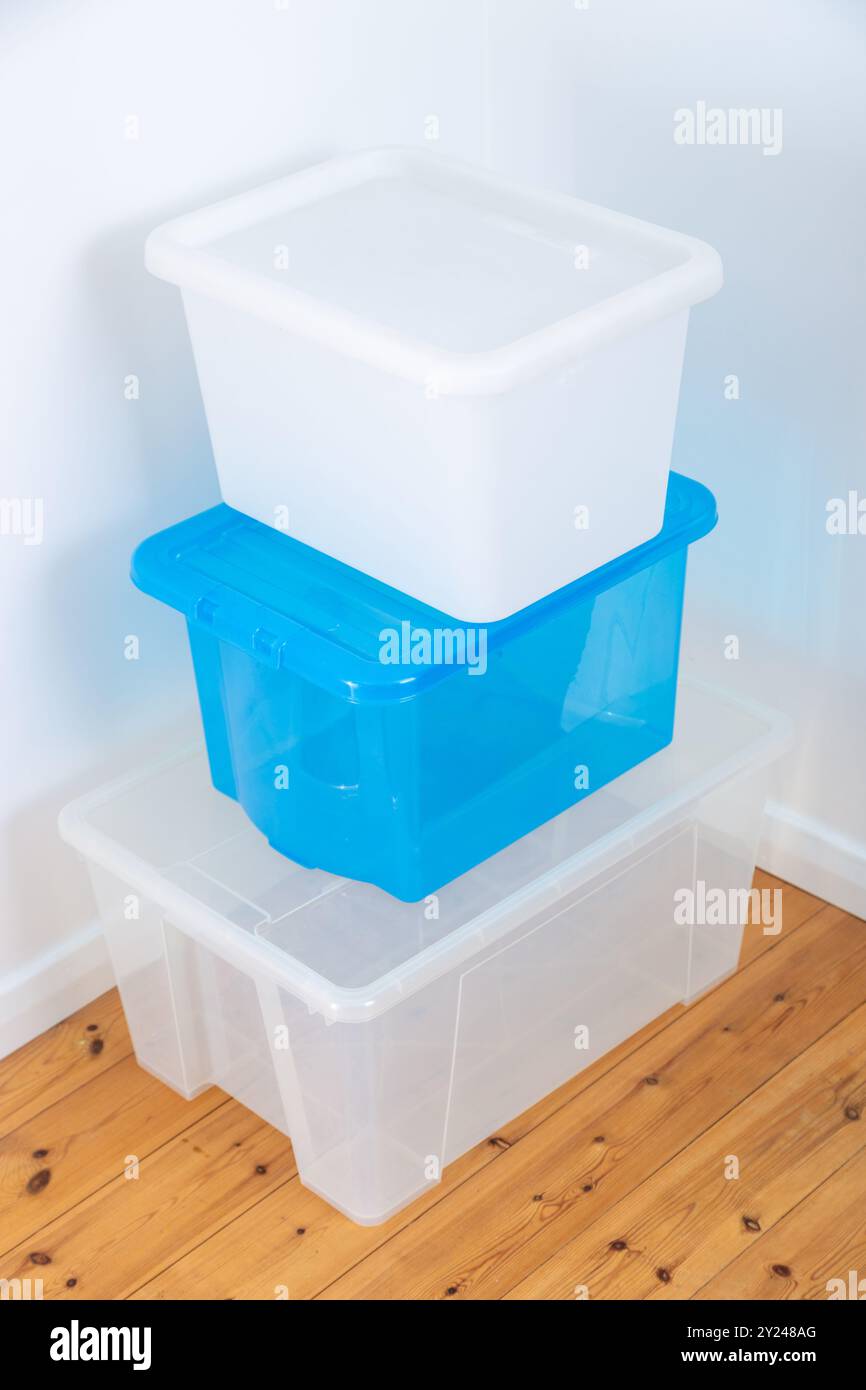 Stack Of Recyclable plastic storage containers Stock Photo - Alamy