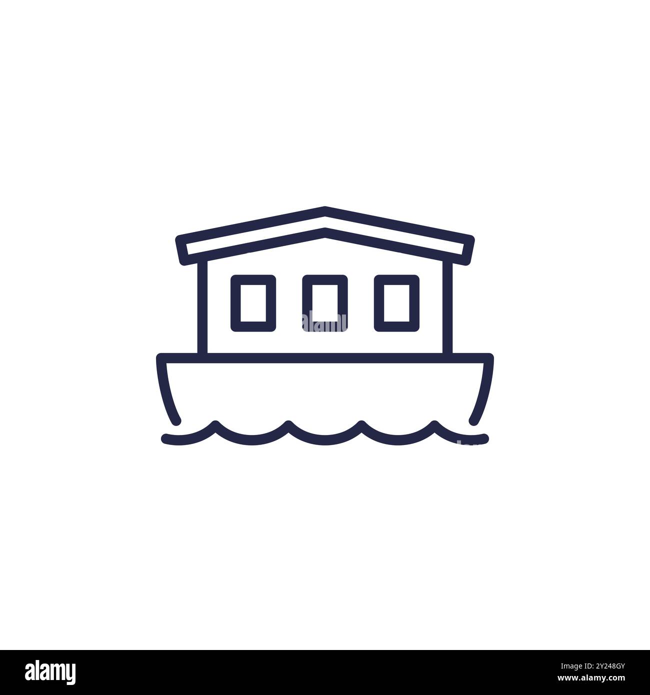 houseboat line icon, house on water Stock Vector Image & Art - Alamy