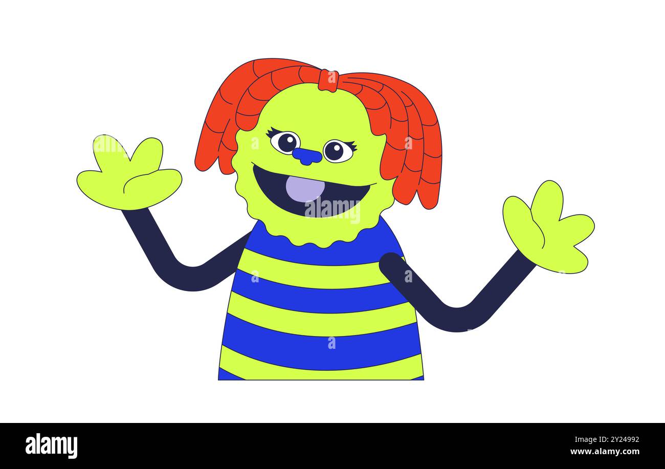 Hand puppet anthropomorphic girl 2D cartoon character Stock Vector ...