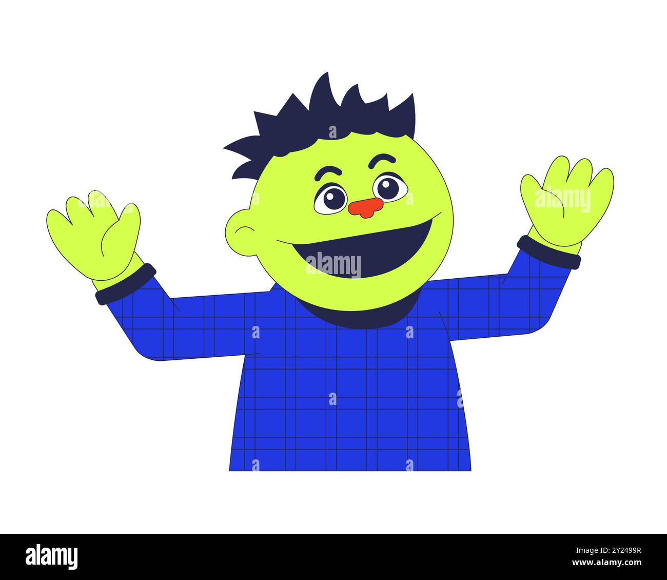 Hand puppet happy boy 2D cartoon character Stock Vector Image & Art - Alamy