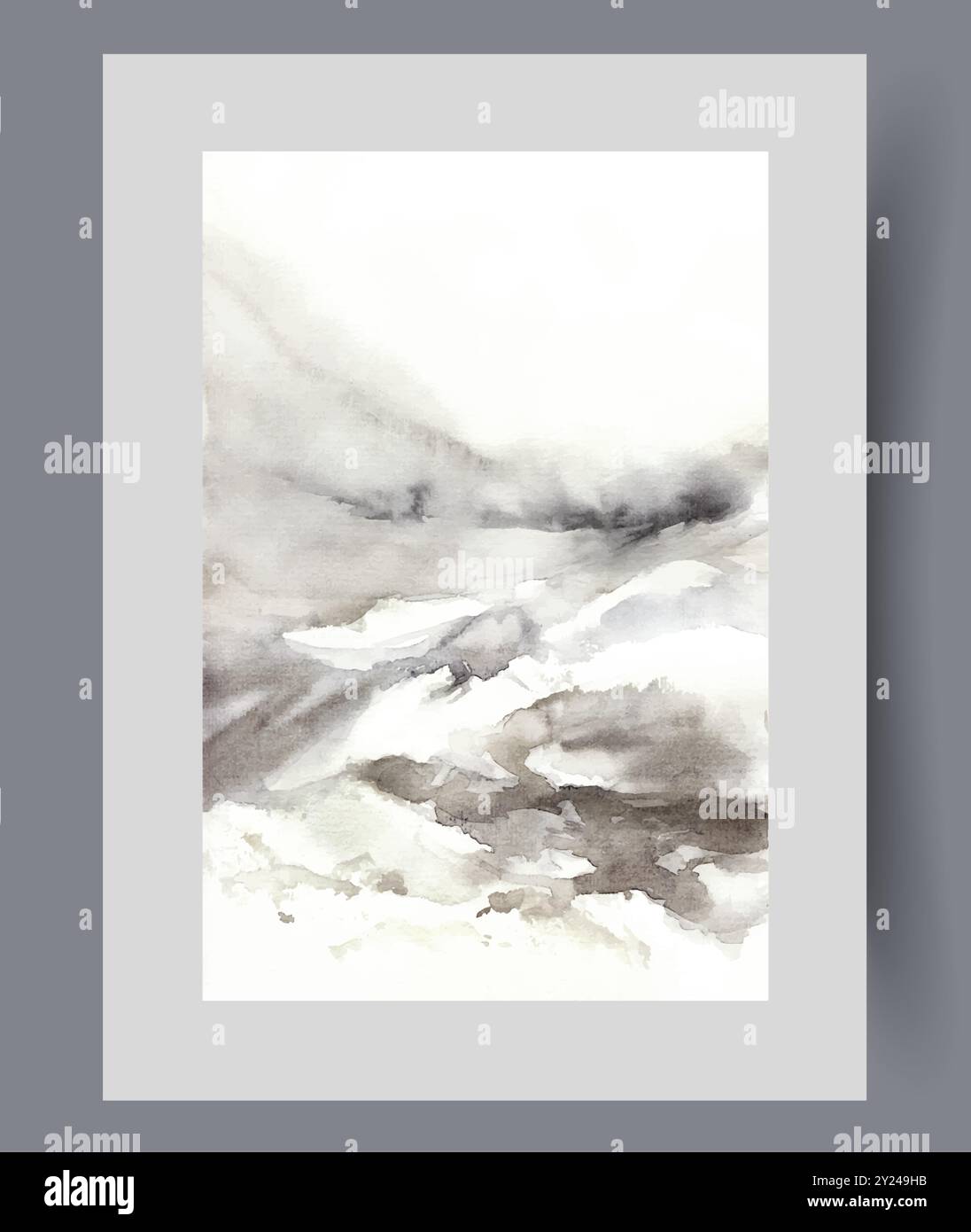 Winter landscape with mountains covered with snow in northern region ...