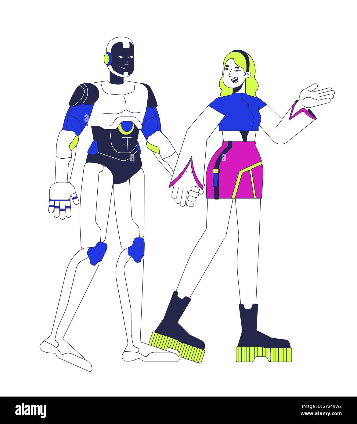 Robot friend future friendship cartoon flat illustration Stock Vector ...