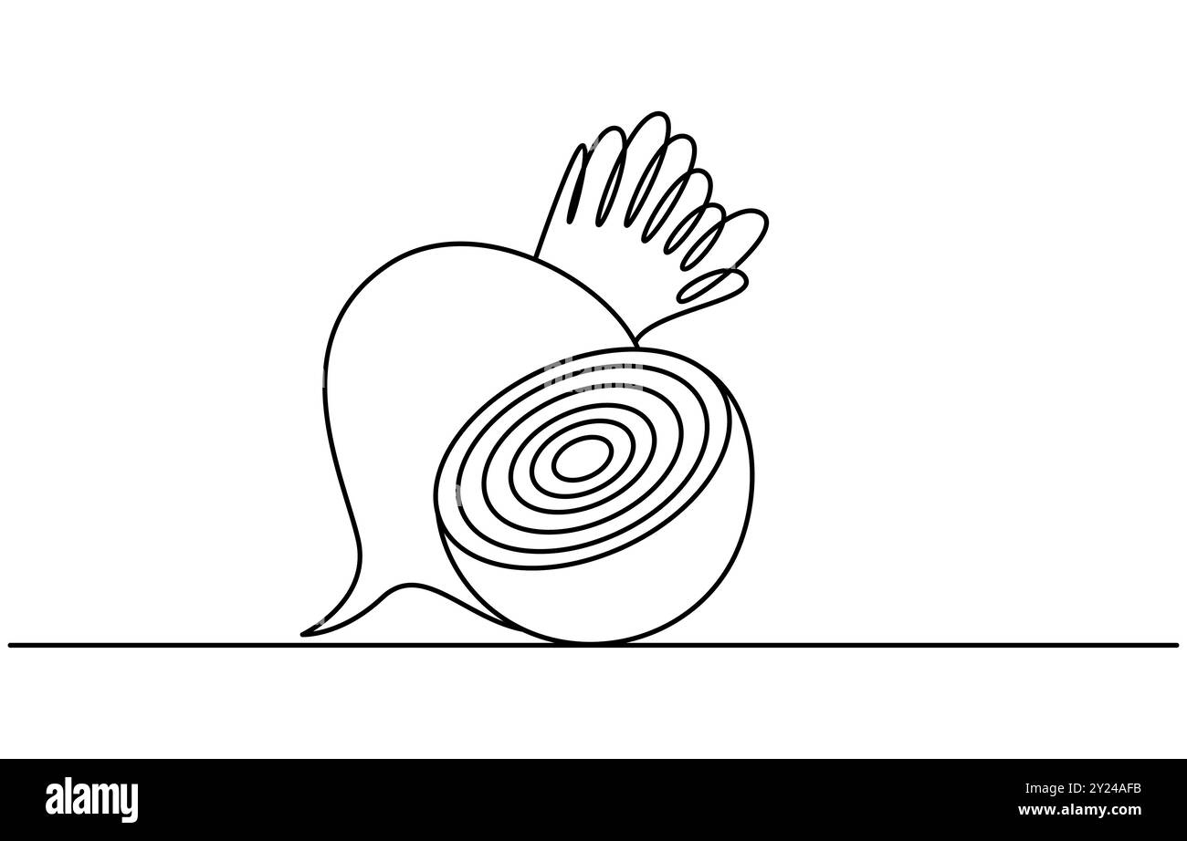 Beetroot in continuous line art drawing Beetroot style. Garden beet ...