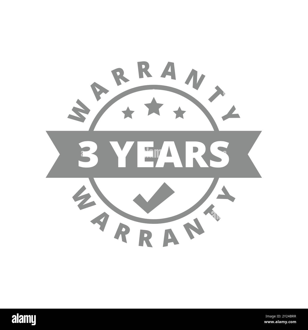 3 years warranty vector label. Three year badge with ribbon stamp or ...