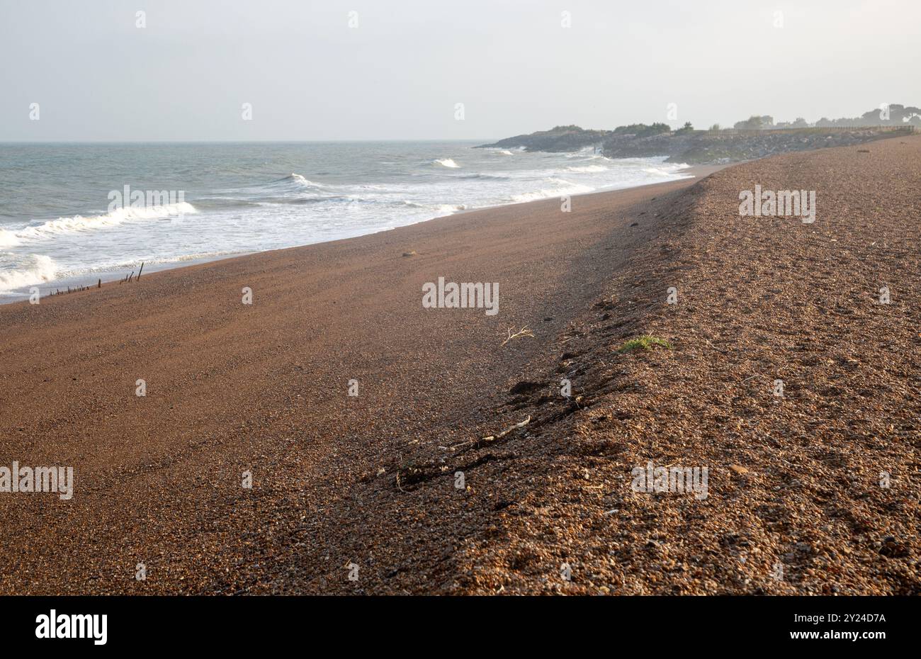 North Sea coastline shingle ridge on beach bar at East Lane, Bawdsey ...