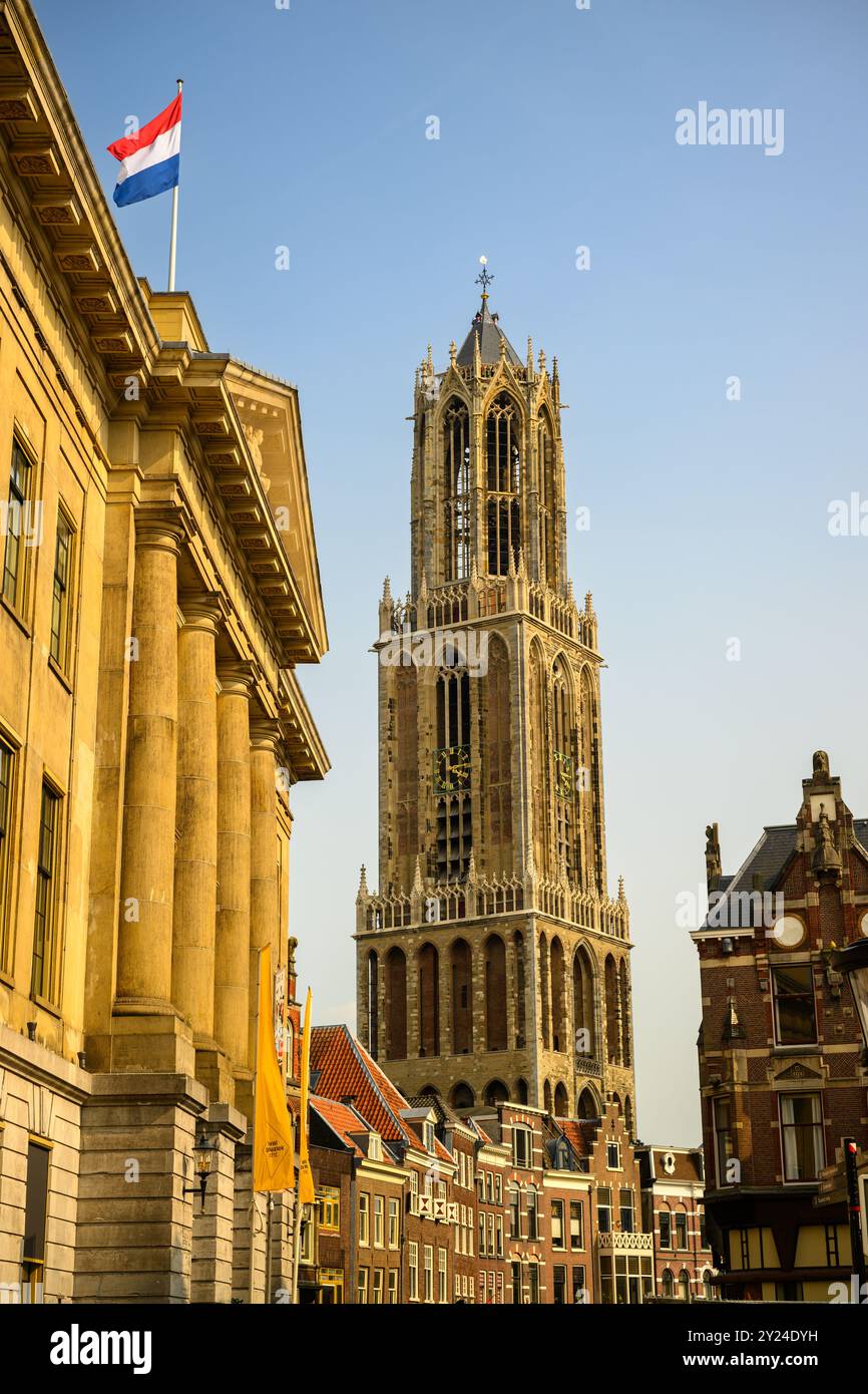 The Dom Tower with a Dutch Flag, Utrecht, The Netherlands Stock Photo ...