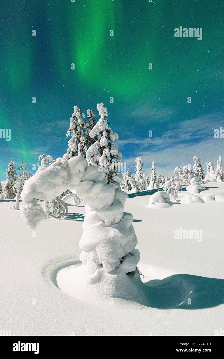 Northern Lights over ice sculptures, Finnish Lapland Stock Photo - Alamy