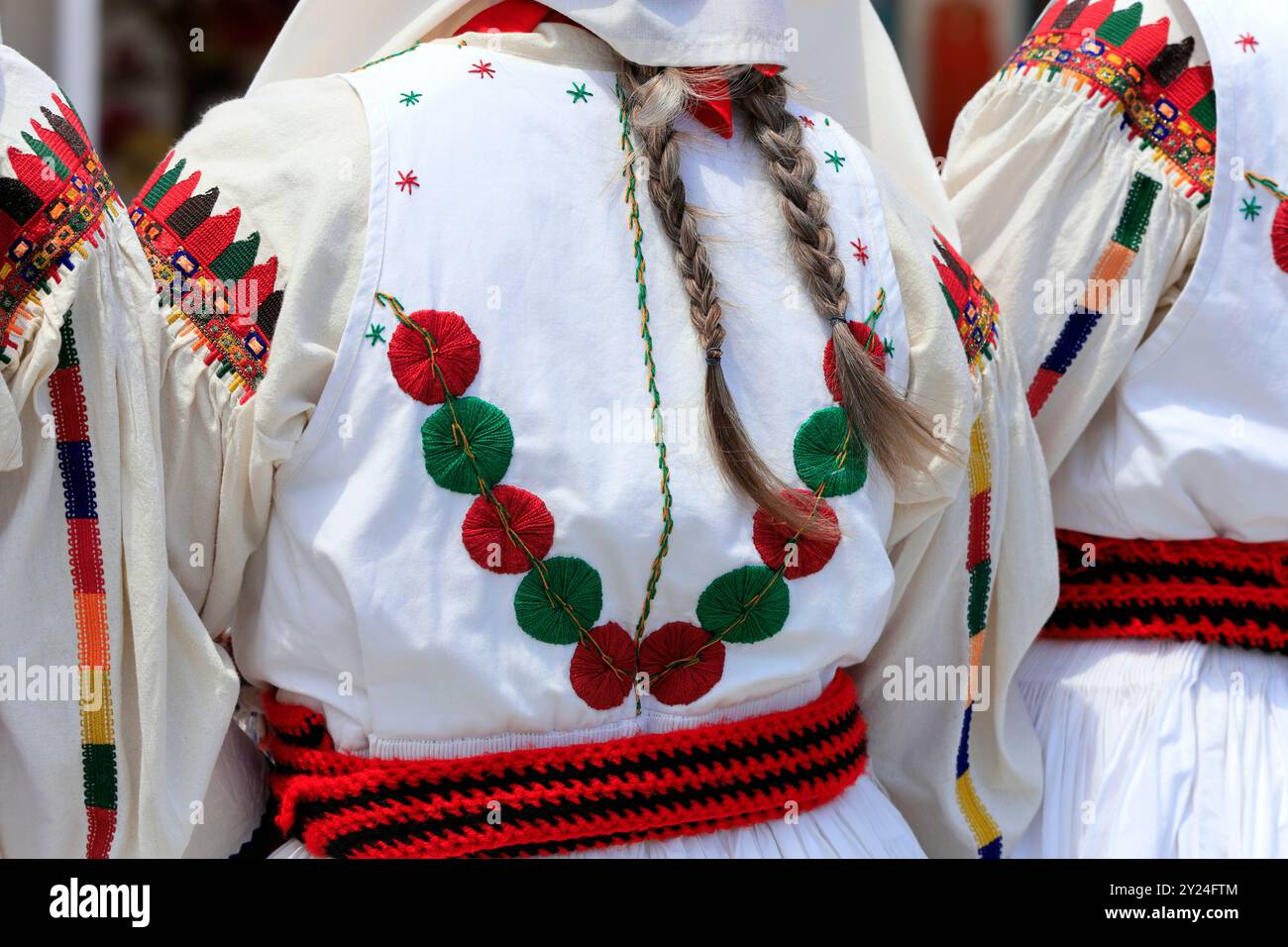 Traditional Greek dancers during the recording of a television ...