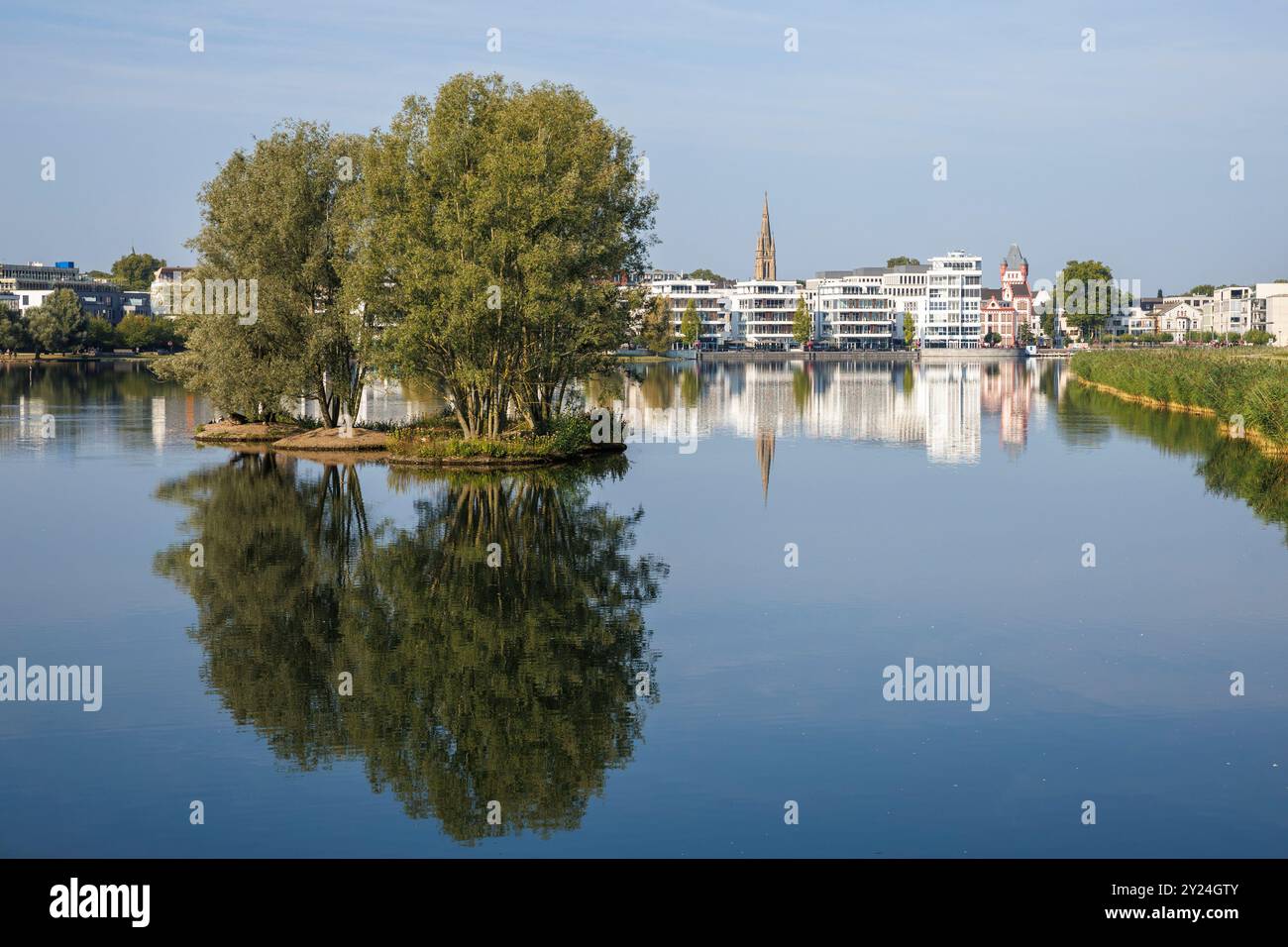 the Phoenix lake in the Hoerde district, view to the west bank. The ...
