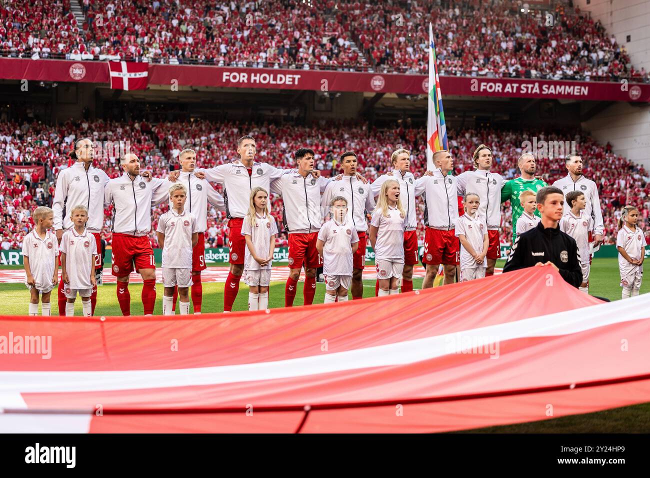 Copenhagen, Denmark. 08th, September 2024. The players of Denmark line ...