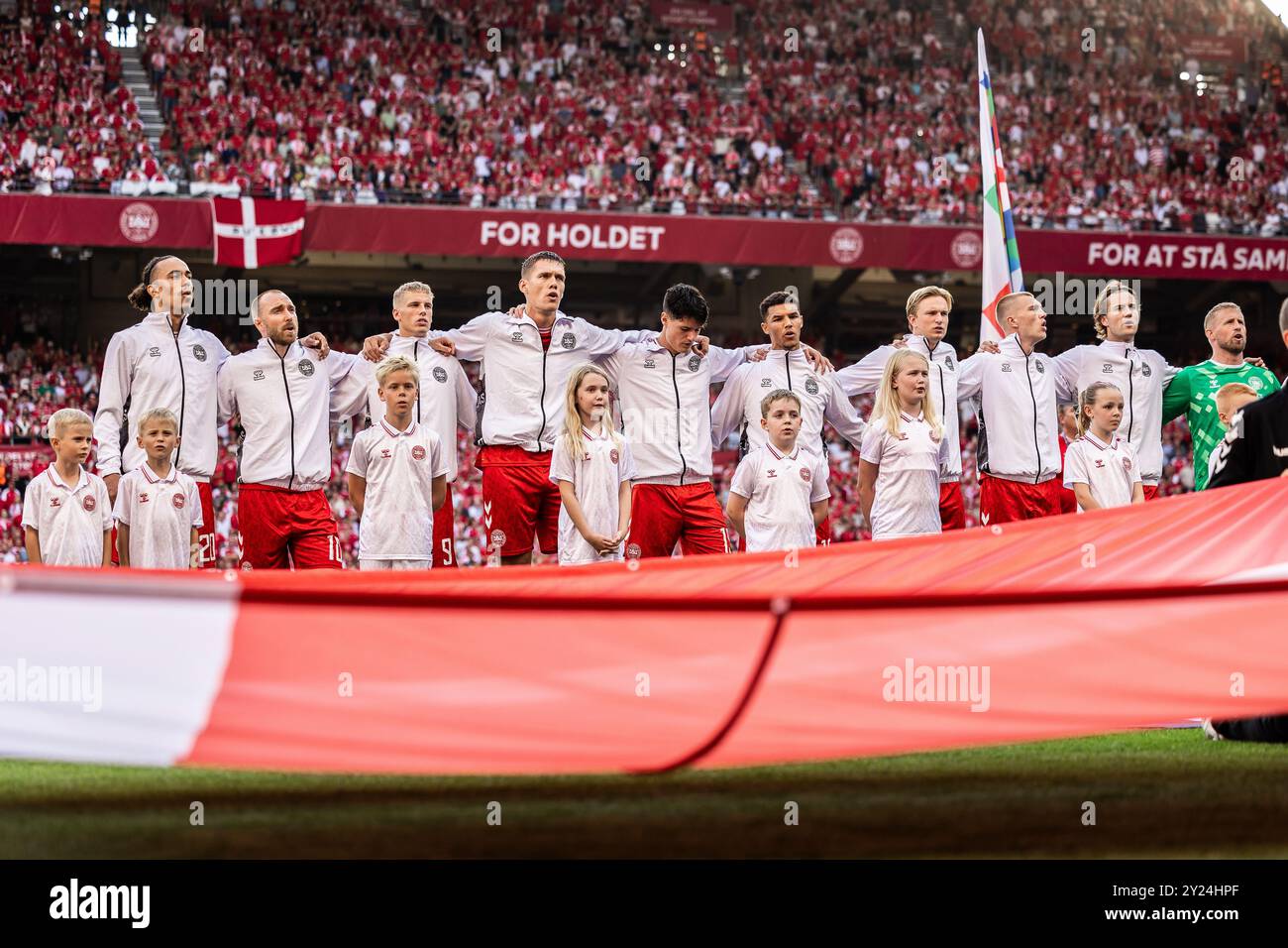 Copenhagen, Denmark. 08th, September 2024. The players of Denmark line ...