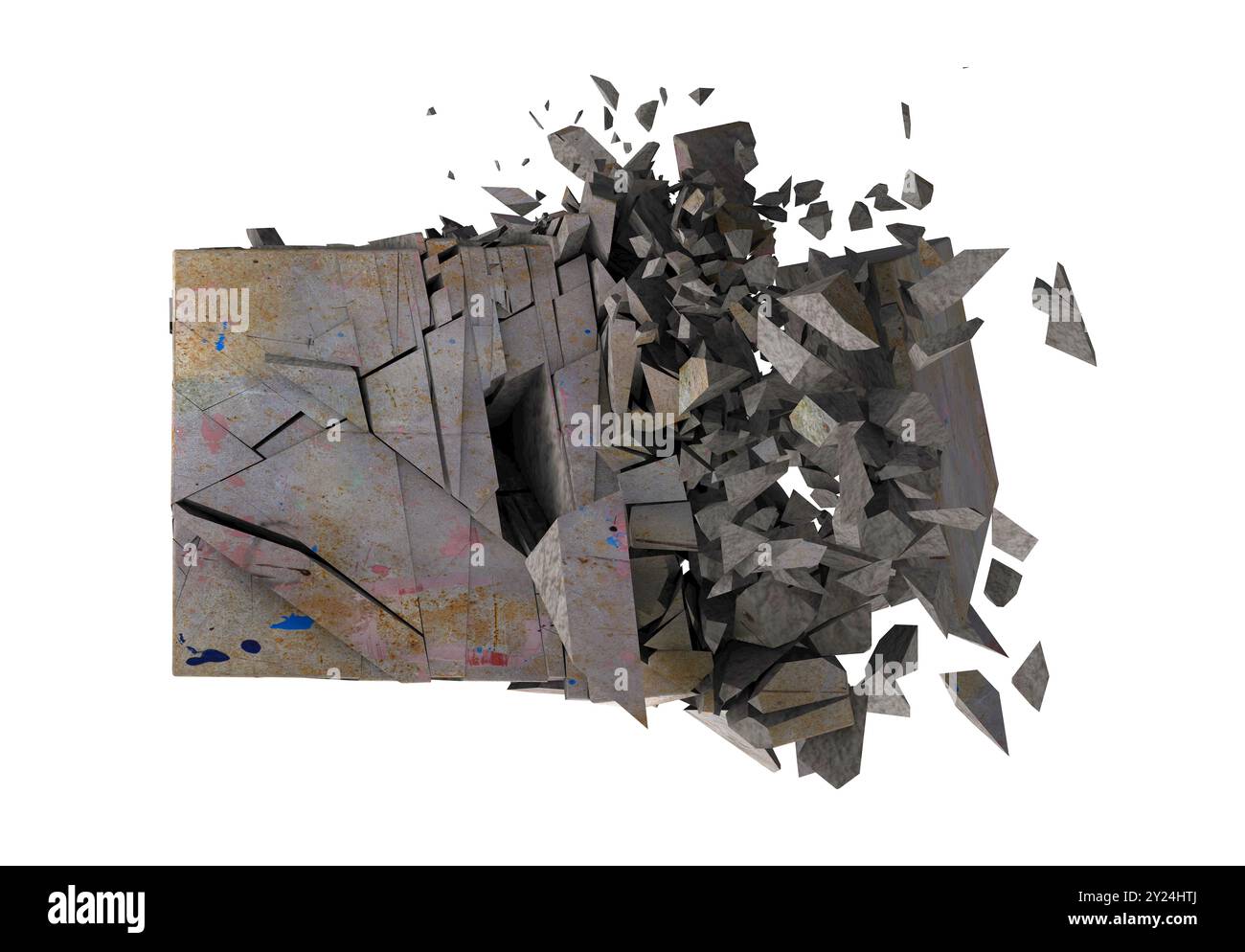 3d rendering broken cracked brick.Broken shape and stone or cement ...