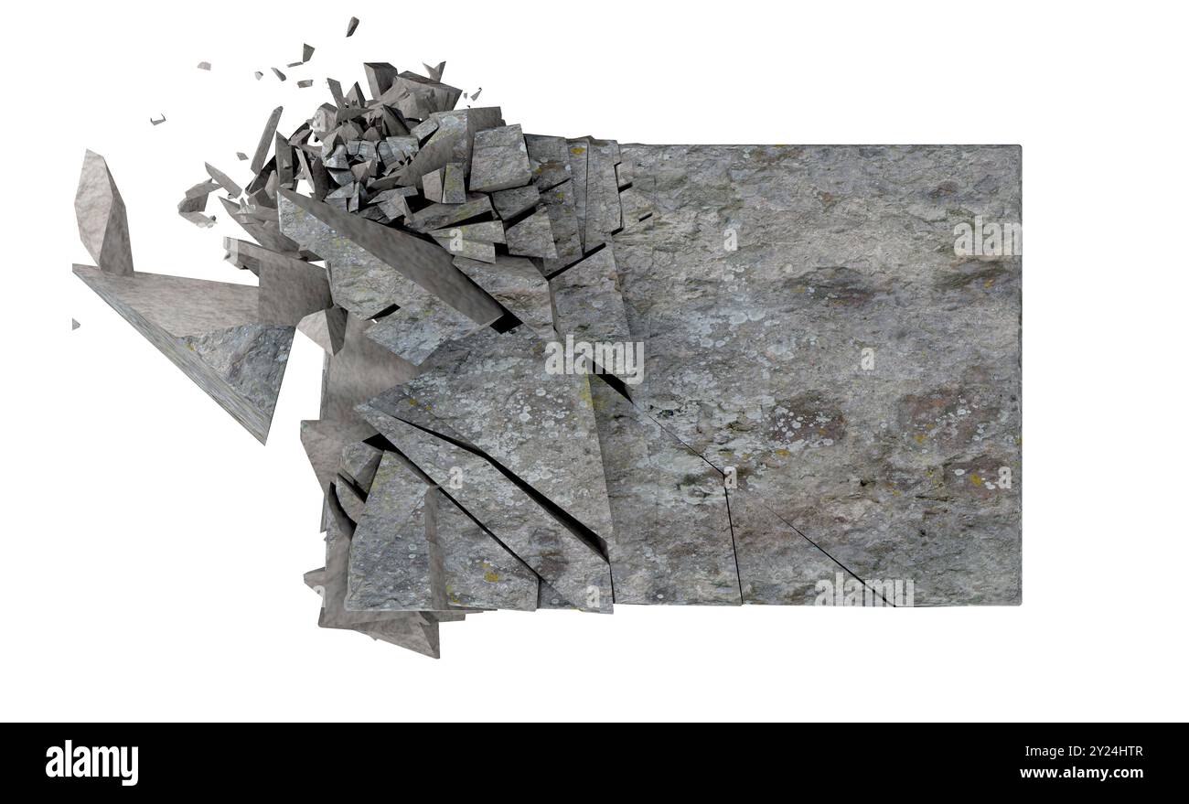 3d rendering broken cracked brick.Broken shape and stone or cement ...