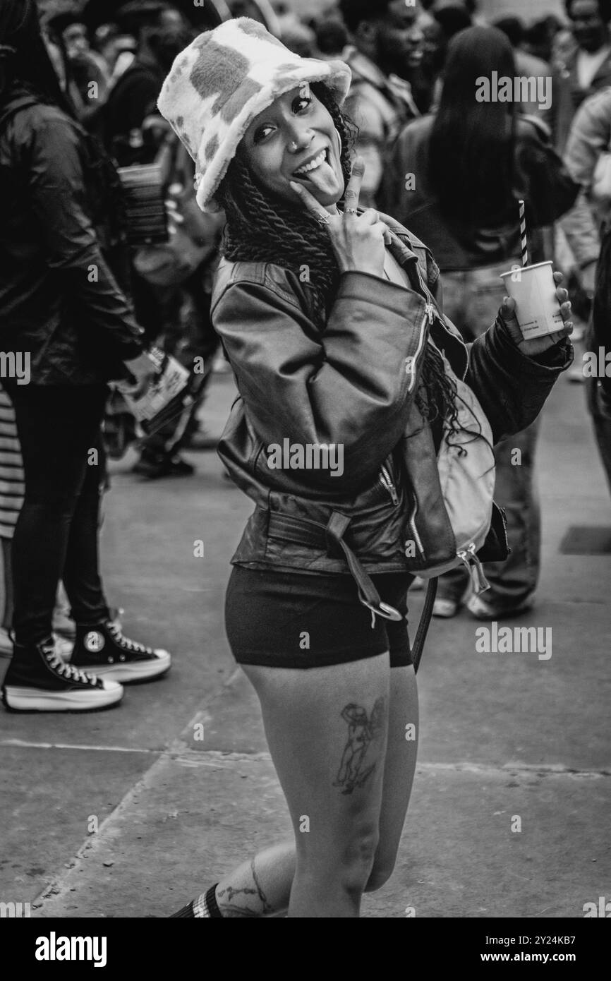 A cheeky model at the "Black On The Square" event in London's Trafalgar ...