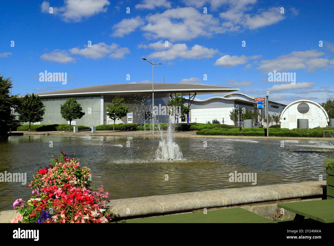 Red Dragon Centre and water feature, Cardiff Bay, Cardiff, Wales Stock ...