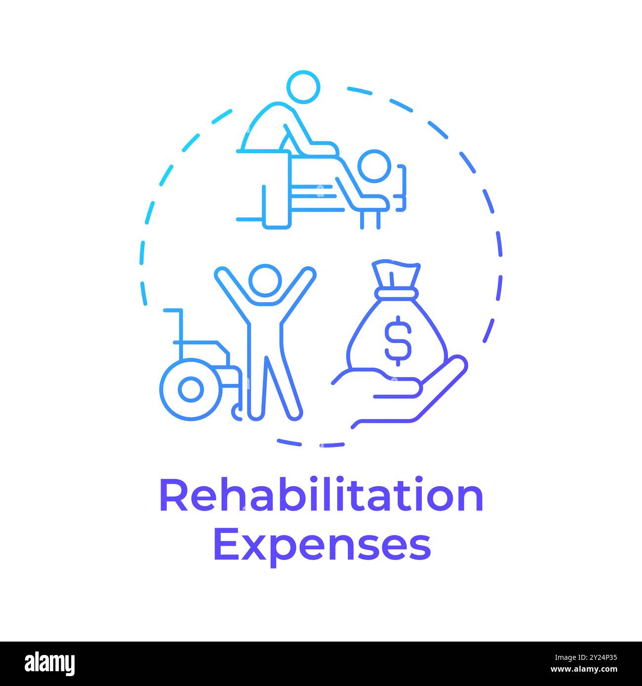 Rehabilitation expenses blue gradient concept icon Stock Vector Image ...