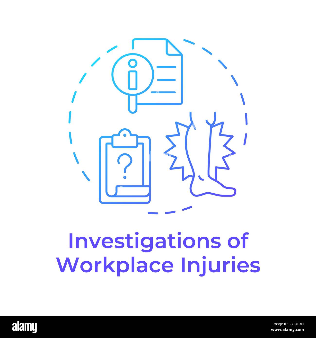Workplace injuries investigation blue gradient concept icon Stock ...