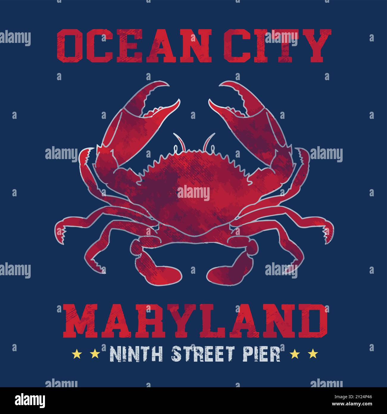 Ocean crab placement print distressed grunge illustration vector ...