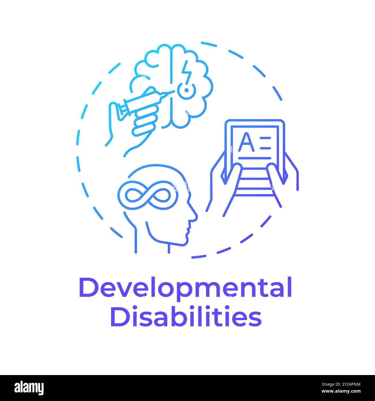Developmental disabilities blue gradient concept icon Stock Vector ...
