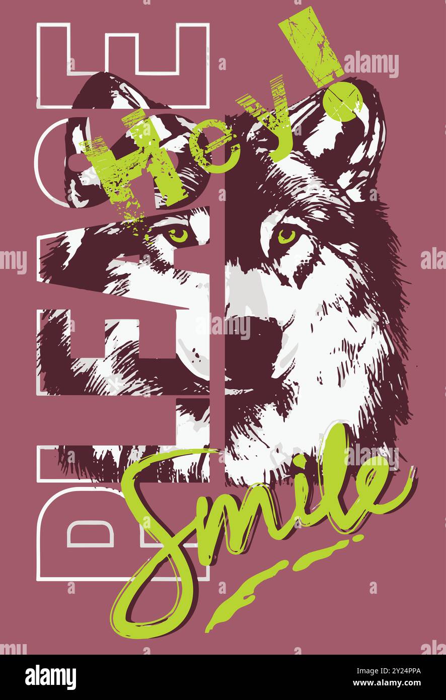 hey please smile dog pet illustration t-shirt graphic print with slogan ...