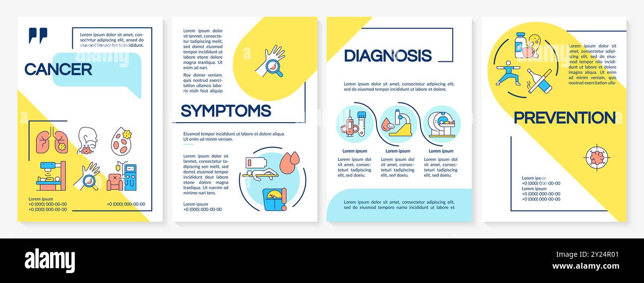 Cancer blue and yellow brochure template Stock Vector Image & Art - Alamy