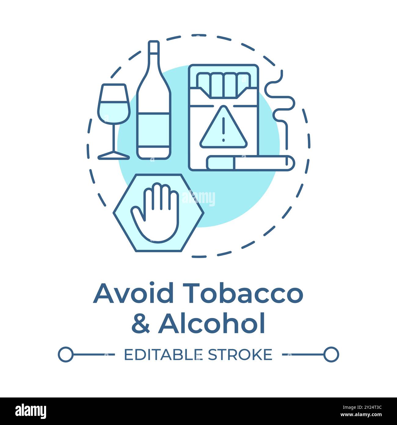 Avoid tobacco and alcohol soft blue concept icon Stock Vector Image ...