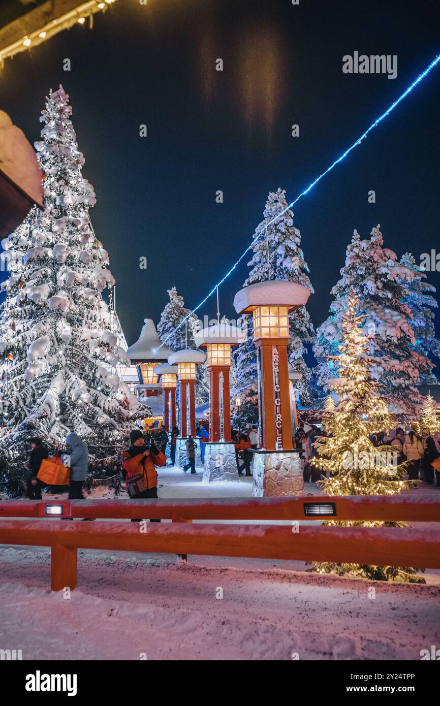 Arctic circle crossing during polar night in Santa Claus' Village ...