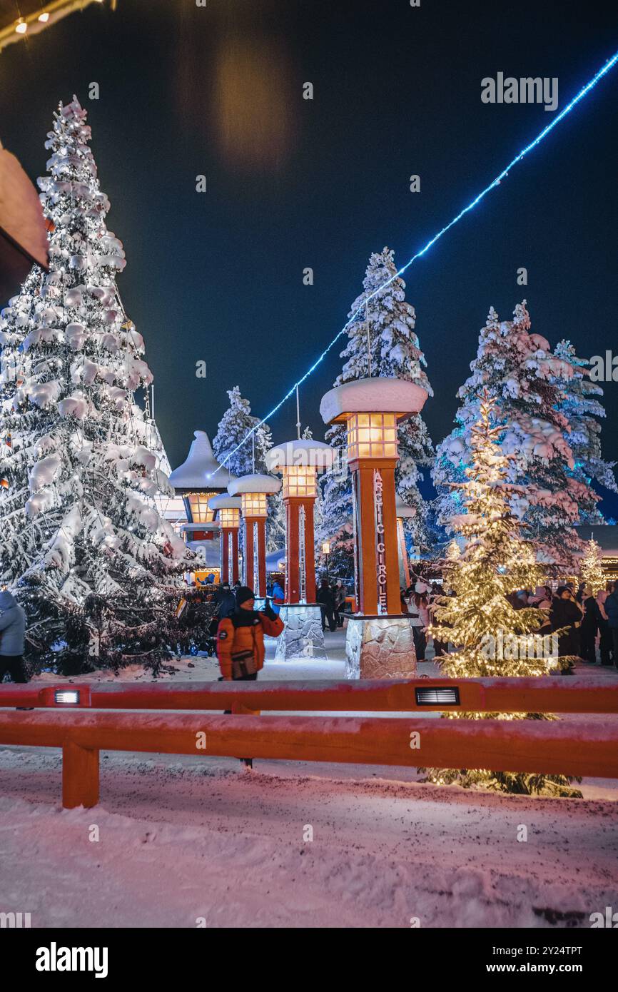 Arctic circle crossing in Santa Claus' Village in Rovaniemi, Lapland ...