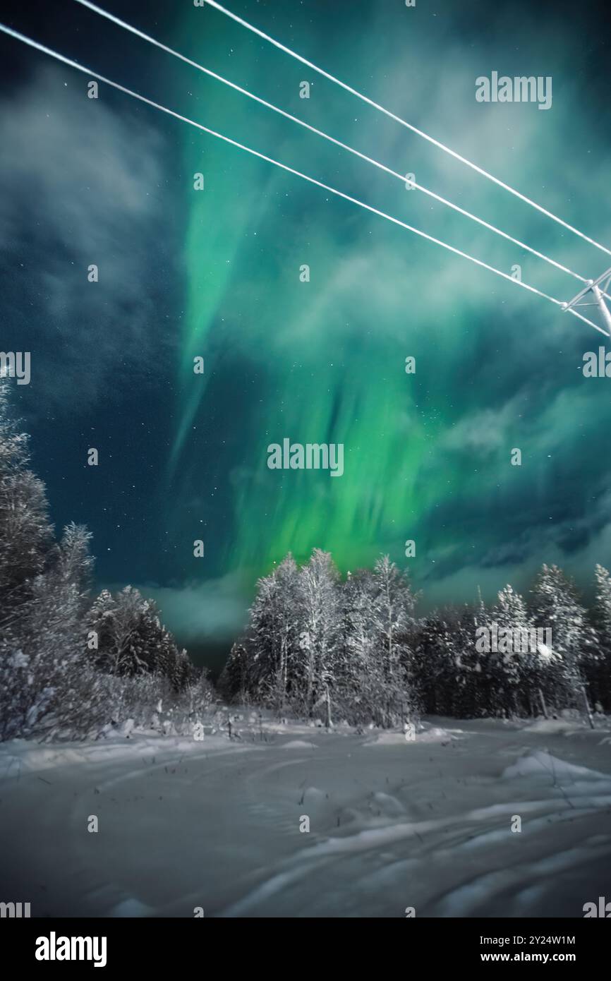 Northern lights in the arctic circle in Rovaniemi, Lapland Stock Photo ...