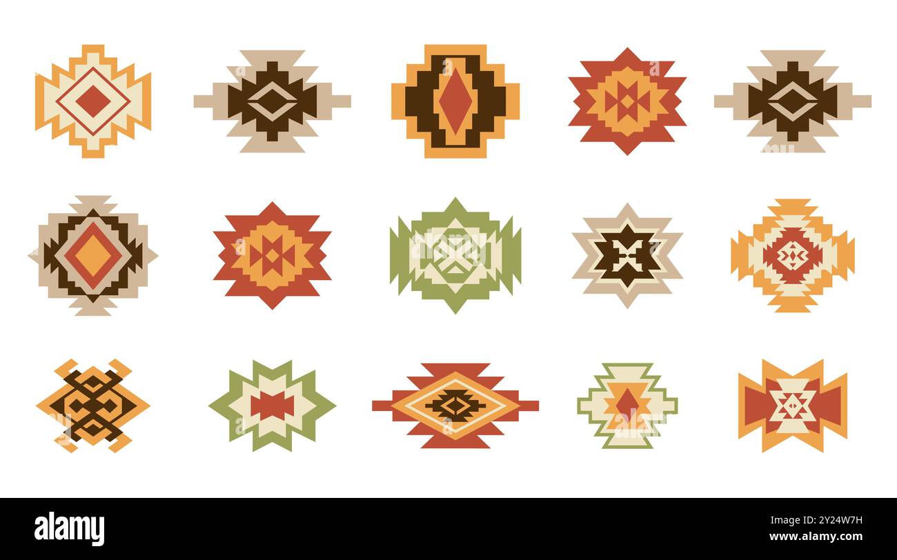 Aztec Navajo Elements set Southwestern symbols Stock Vector Image & Art ...