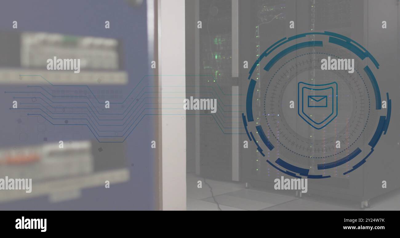 Image of shield and digital data processing over computer servers Stock Photo - Alamy
