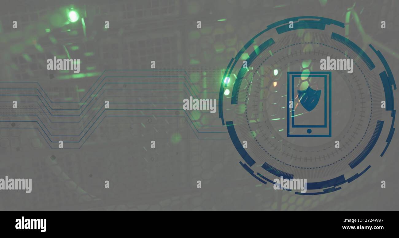 Image of shield and digital data processing over computer servers Stock Photo - Alamy