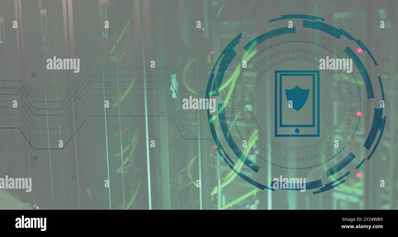 Image of shield and digital data processing over computer servers Stock Photo - Alamy