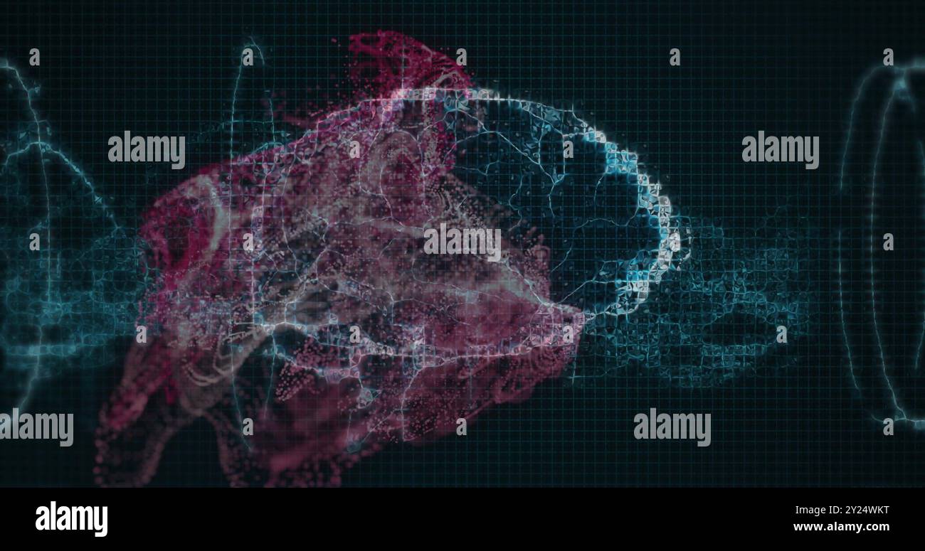 Image of digital brain spinning over shapes moving Stock Photo - Alamy